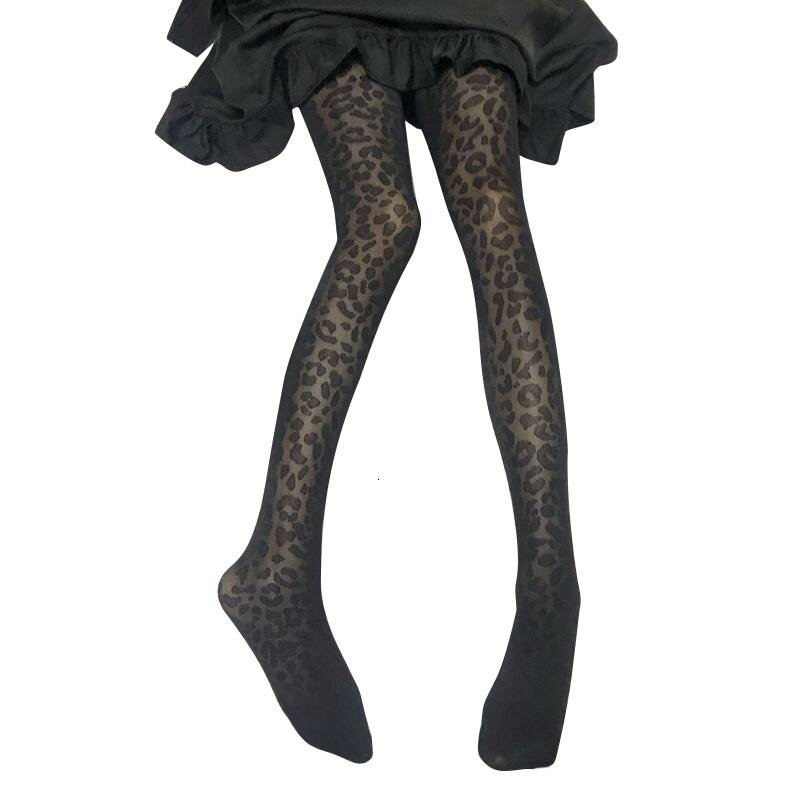 Женские колготки с леопардовым принтом, Черный