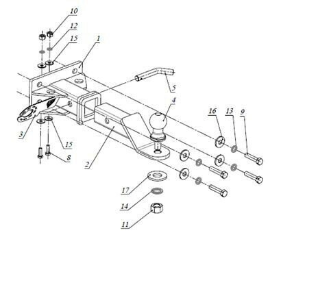 Фаркоп под квадрат для Toyota Hilux, с 2010 г, Бизон. FA 0572-E