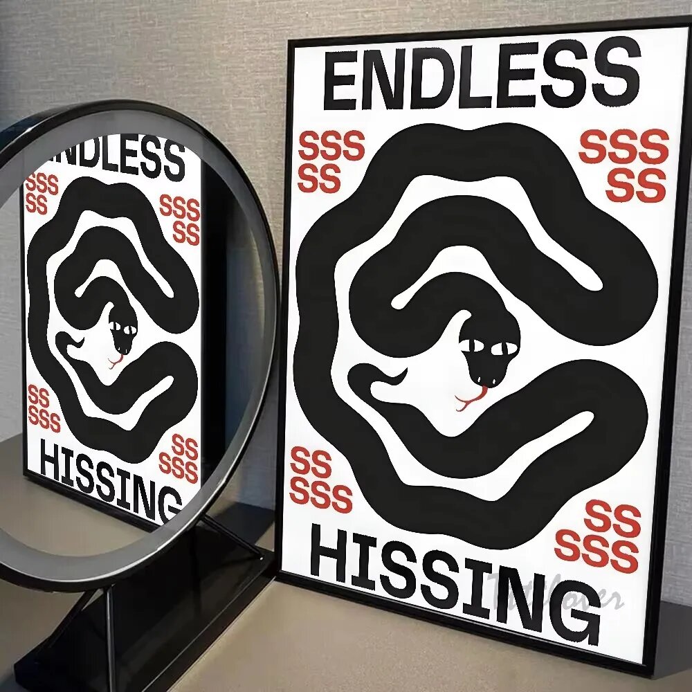 Плакат "Endless Hissing" с черной змеей, 50x70см, ZLH6466