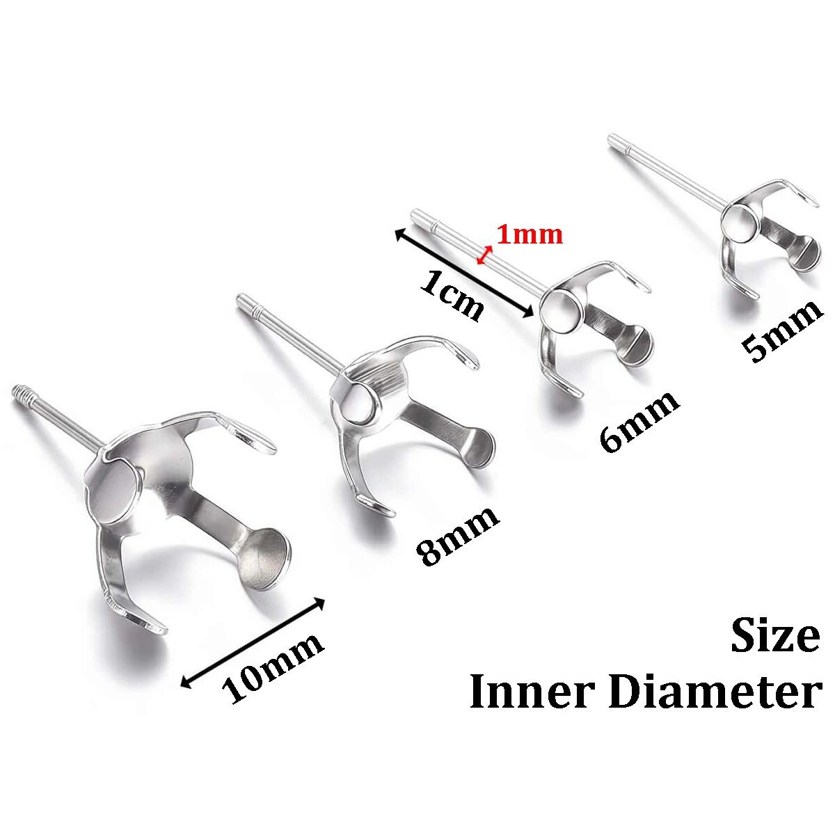Серьги-гвоздики из нержавеющей стали, Inner Diameter 8mm, Silver Color x 20pcs