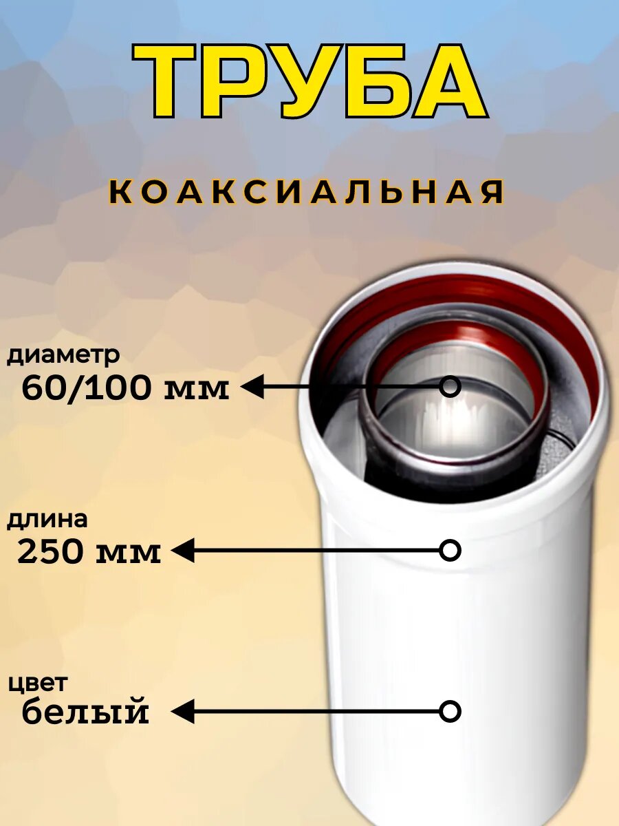 Труба коаксиальная 60/100 мм, длина 0,25 м