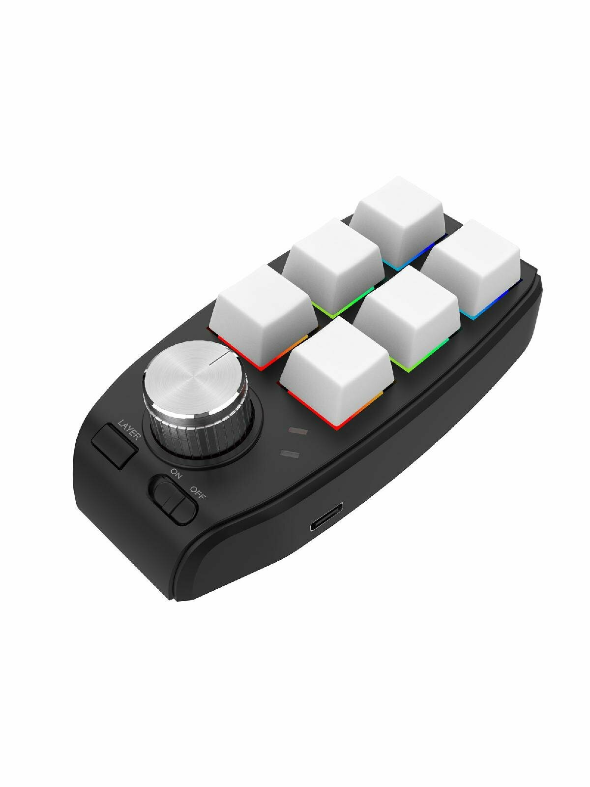 Macro Keyboard Knob 6 Keys 1 Knob Custom Mechanical Keyboard One-handed Keypad Game Macropad Hot Swap