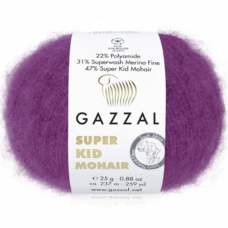 Пряжа Gazzal SUPER KID MOHAIR 64415 слива (6 мотков)