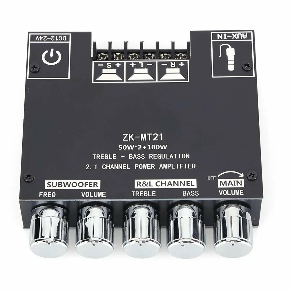 Цифровой усилитель 2.1 Bluetooth 50 Вт x2 + 100 Вт, регулировка НЧ/ВЧ, защита от перегрузки