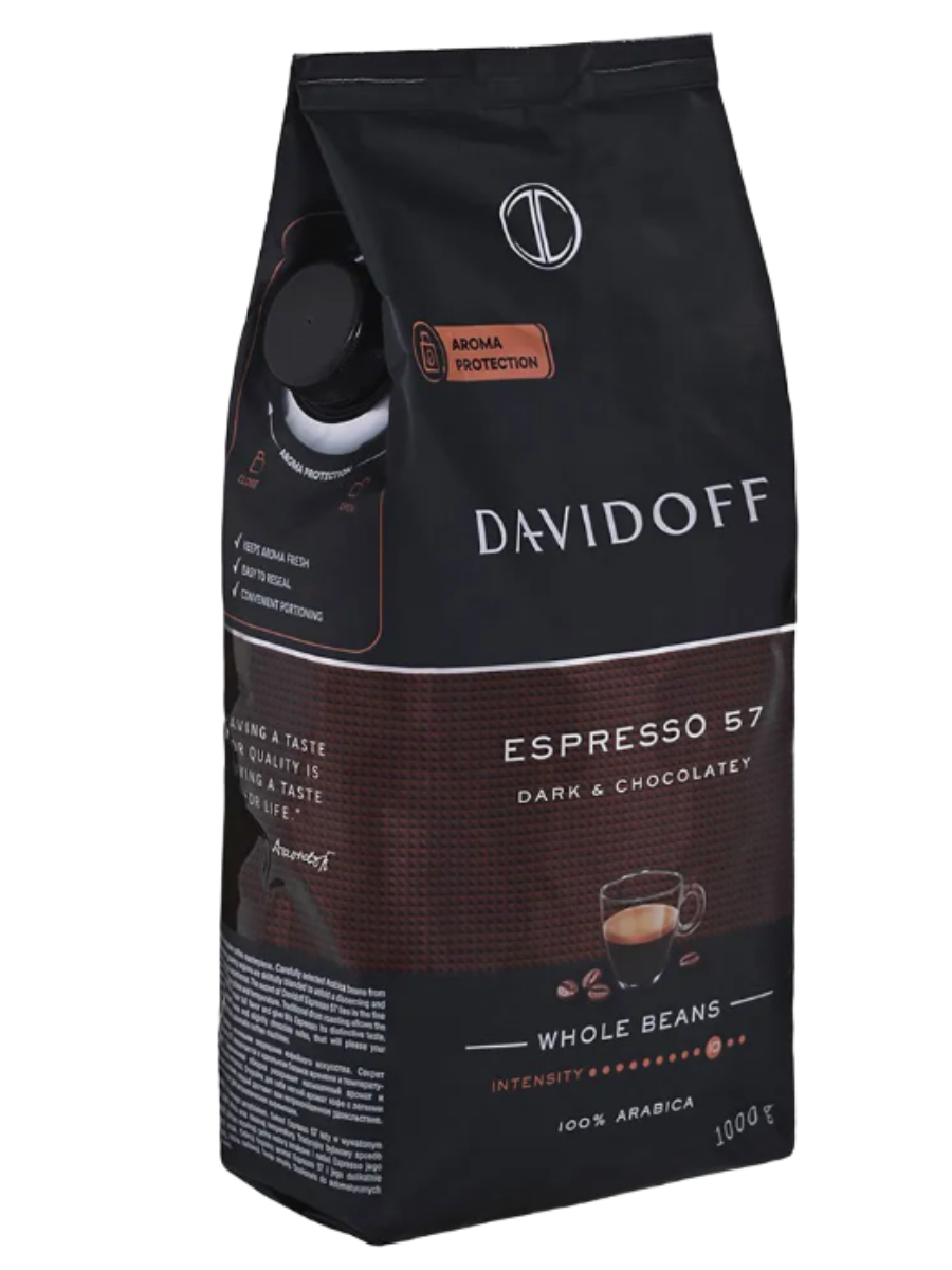 Davidoff Espresso 57 кофе в зернах 1 кг пакет с клапаном