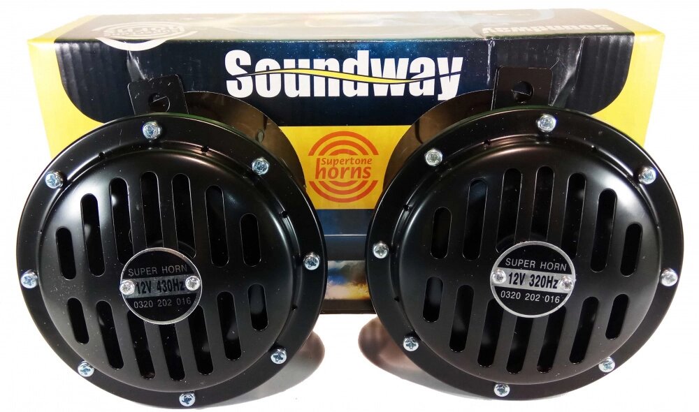 Сигнал звуковой W-1038 Диск черный 12V Автоград W1038-BL