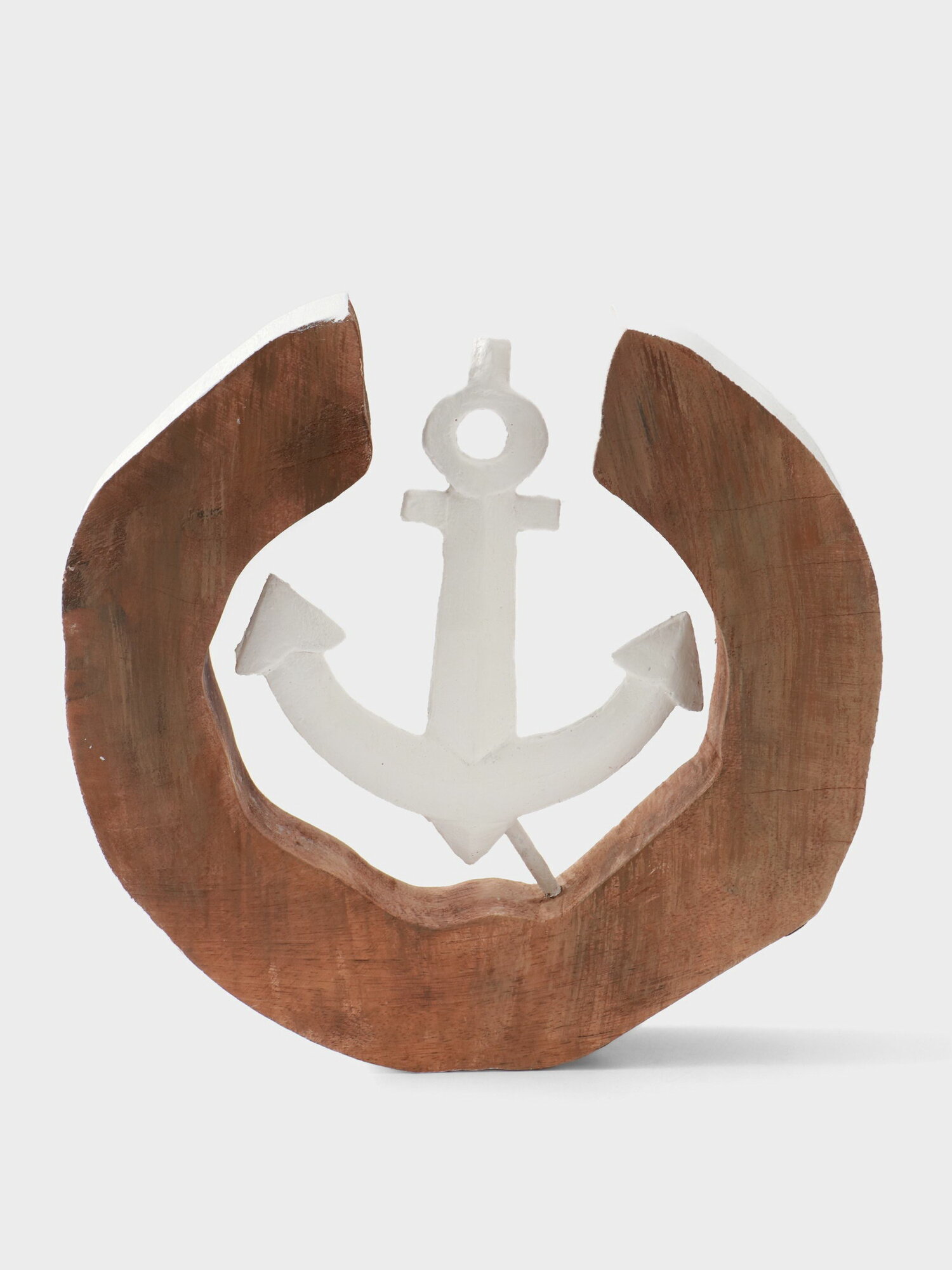 Сувенир "Якорь", 28x6x27 см, алюминий, манговое дерево, цвет: бежевый