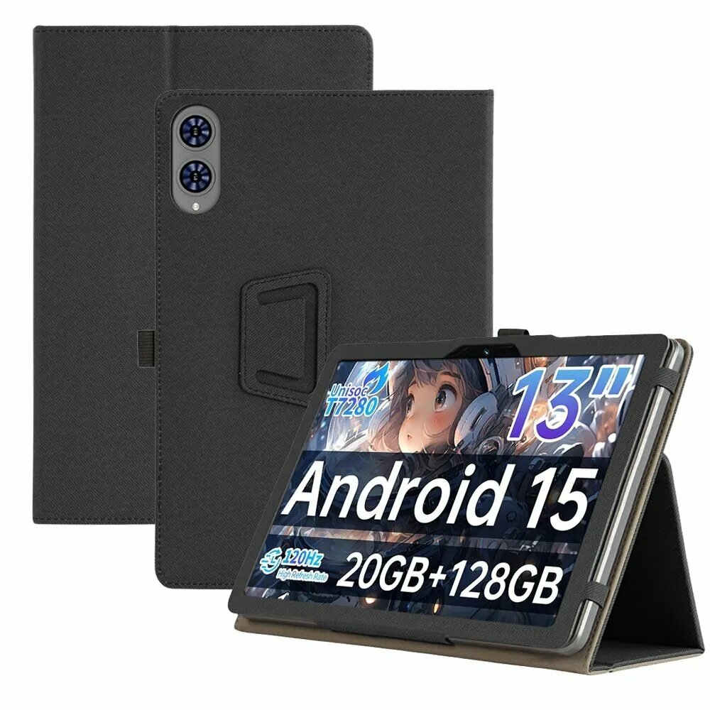 Чехол на планшет Teclast T65/ ODEA A13,13.4 дюйма, текстура кожи, сверхлегкий, черный