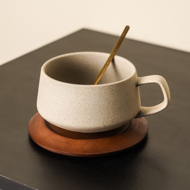 Винтажный набор кофейных чашек и блюдец из грубой керамики для гостевых домов и отелей, чашки для послеобеденного чая, латте, подарочный набор