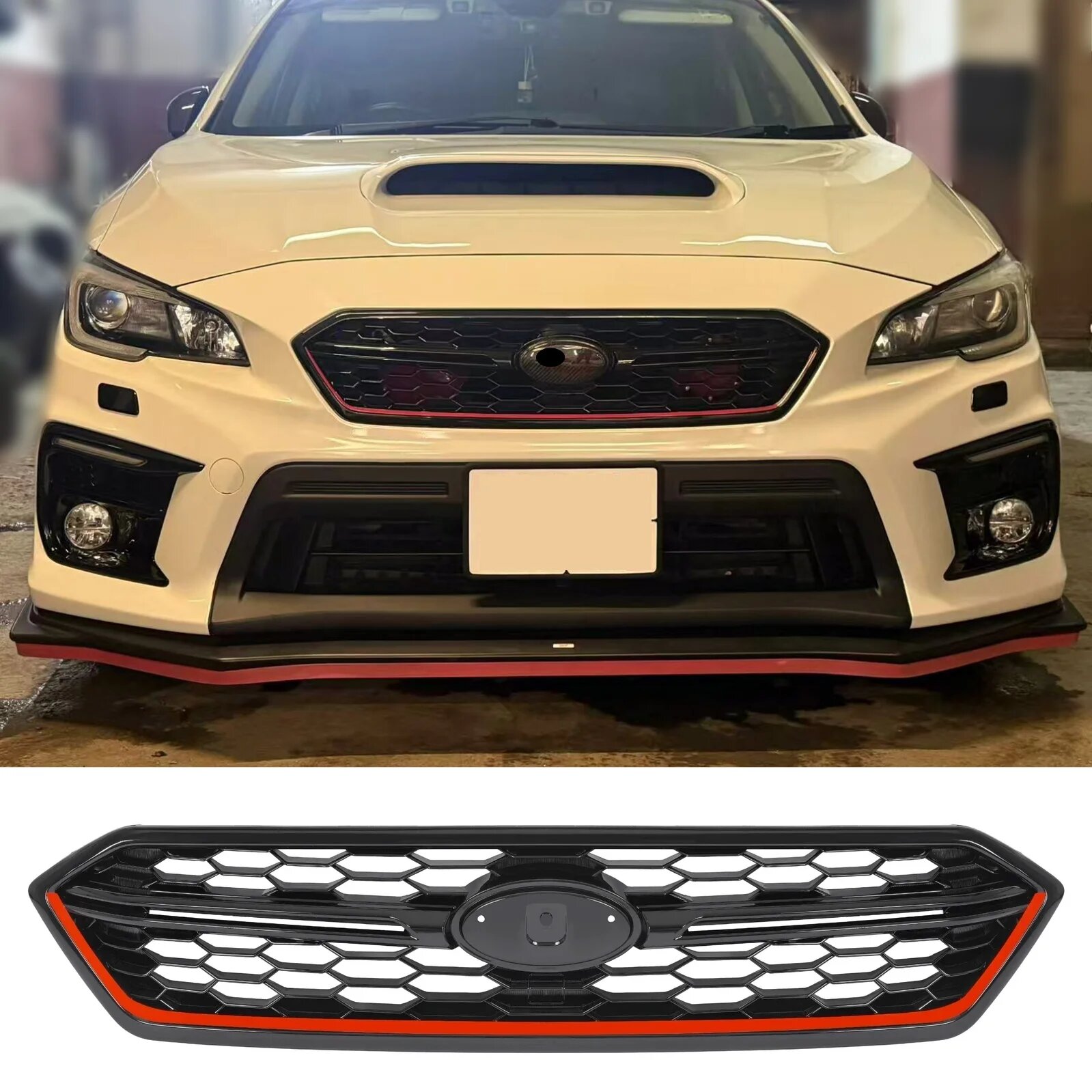 Для Subaru WRX STI 2018-2021 заводской стиль глянцевый черный верхний сотовый сетчатый корпус решетки с слотом для значка