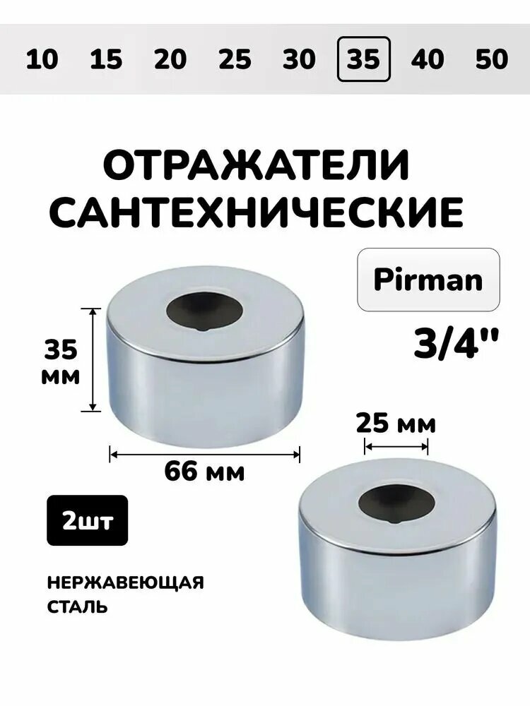 Отражатель для смесителя и полотенцесушителя сантехнический хром круглый глубокий 3/4, 2шт.