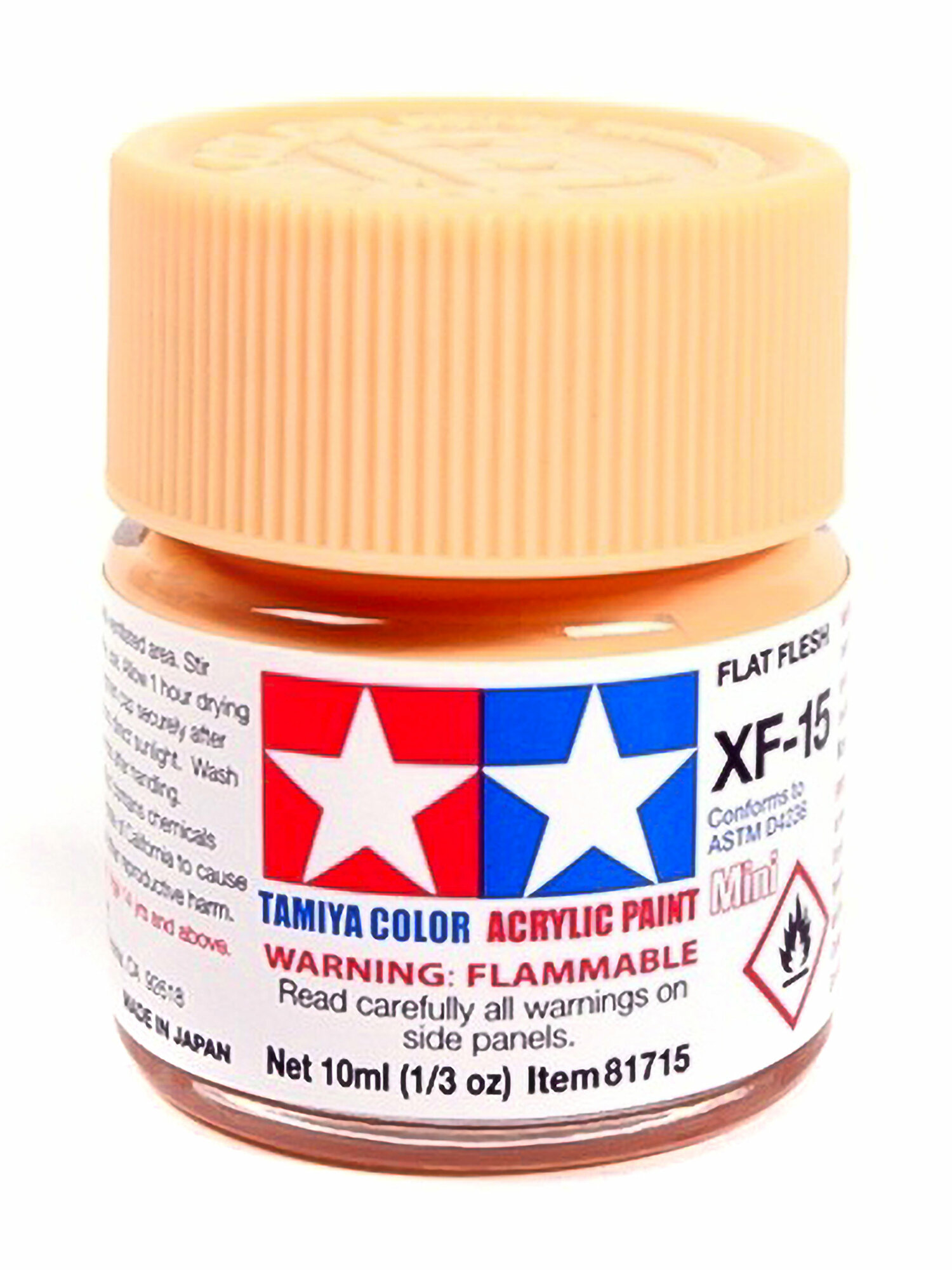 Краска акриловая Tamiya Color XF-15 Flesh 81715 телесная матовая, 10 мл