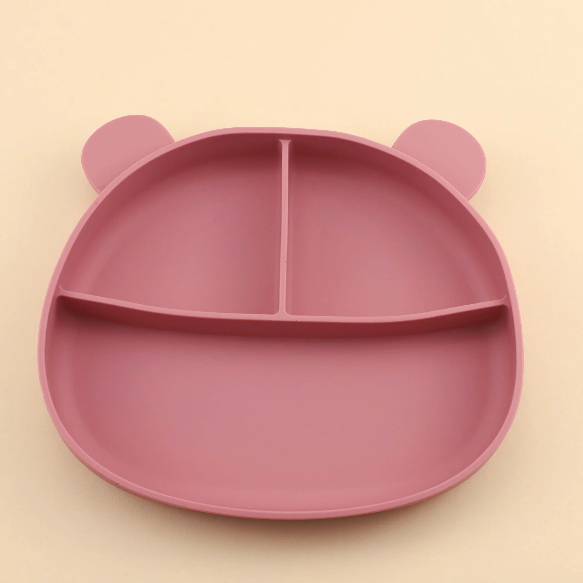 Силиконовая тарелка для еды с медведем Розовый, Dark Pink