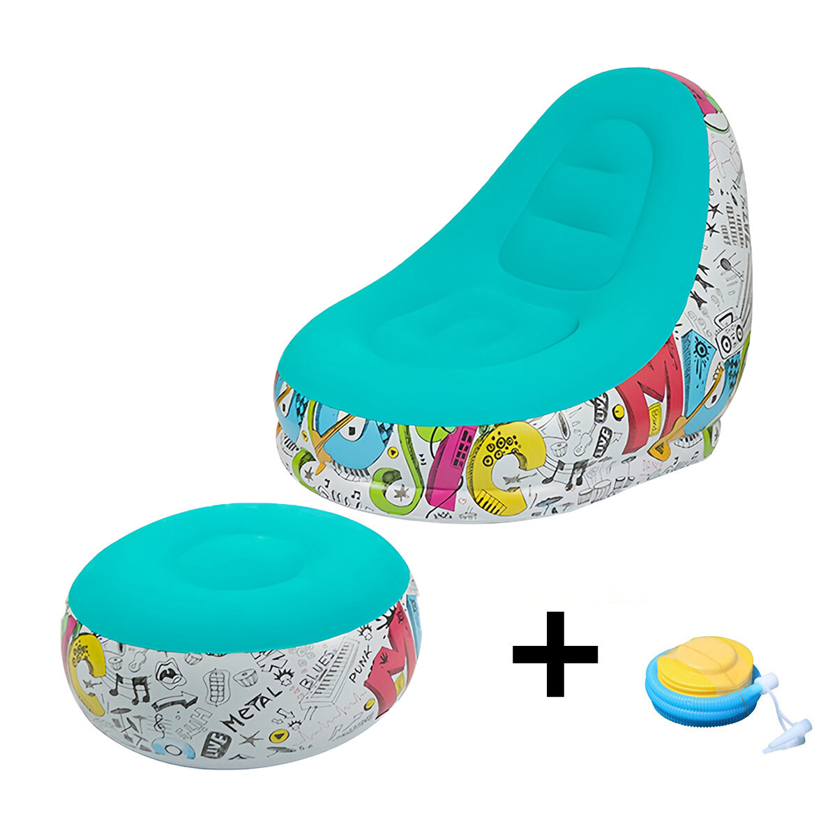 Новый надувной диван для улицы, складной, с флокированным покрытием, для кемпинга, отдыха, ленивый диван с подставкой для ног, граффити диван