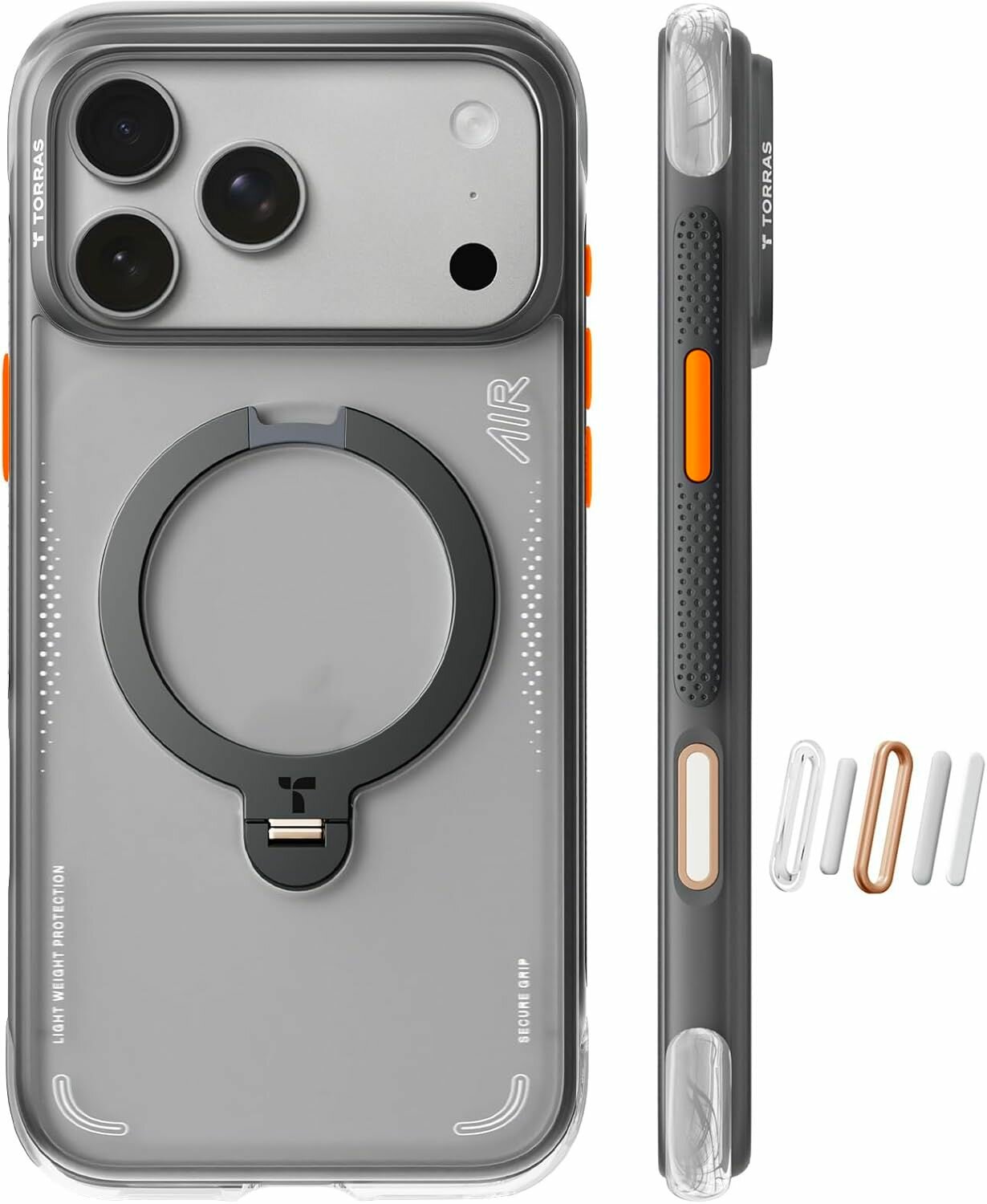 Чехол TORRAS Ostand Q3 Air для iPhone 17 Pro Max с магнитным держателем на 360 градусов, совместимый с MagSafe, с управлением камерой, ударопрочный, 6,9 дюйма