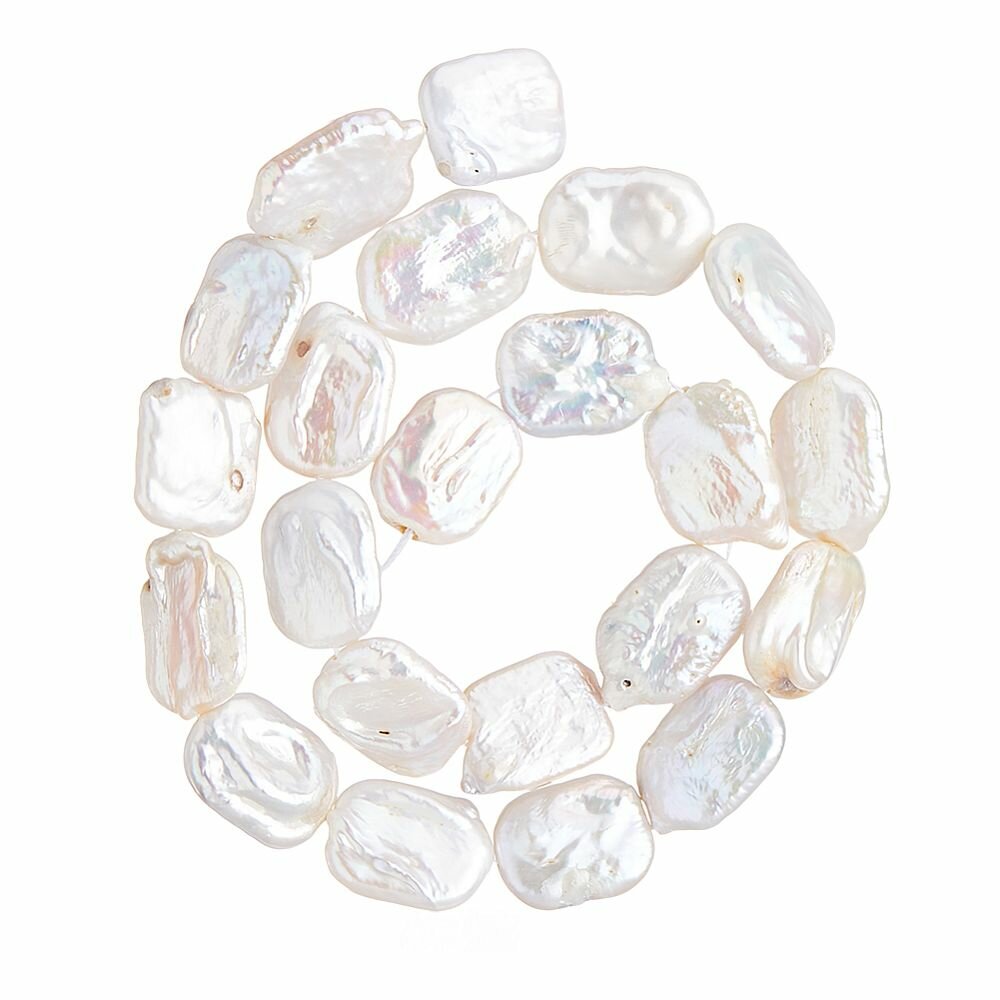 1 нить барочных бусин из натурального жемчуга Кеши, нити культивированного пресноводного жемчуга, прямоугольные, цвета морской ракушки
