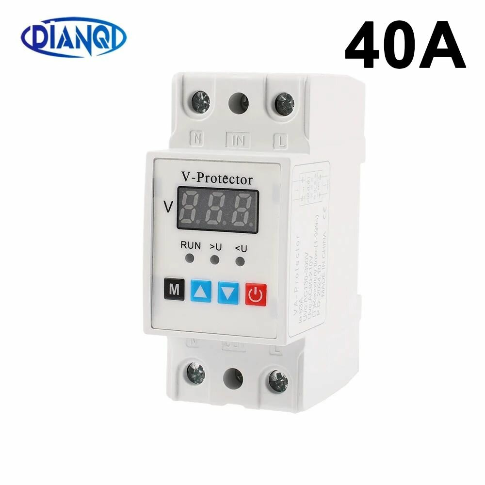 ZS1-V, 40A, Din-рейка, 230 В переменного тока, регулируемое устройство защиты от перенапряжения и пониженного напряжения, с реле, ВКЛ/выкл