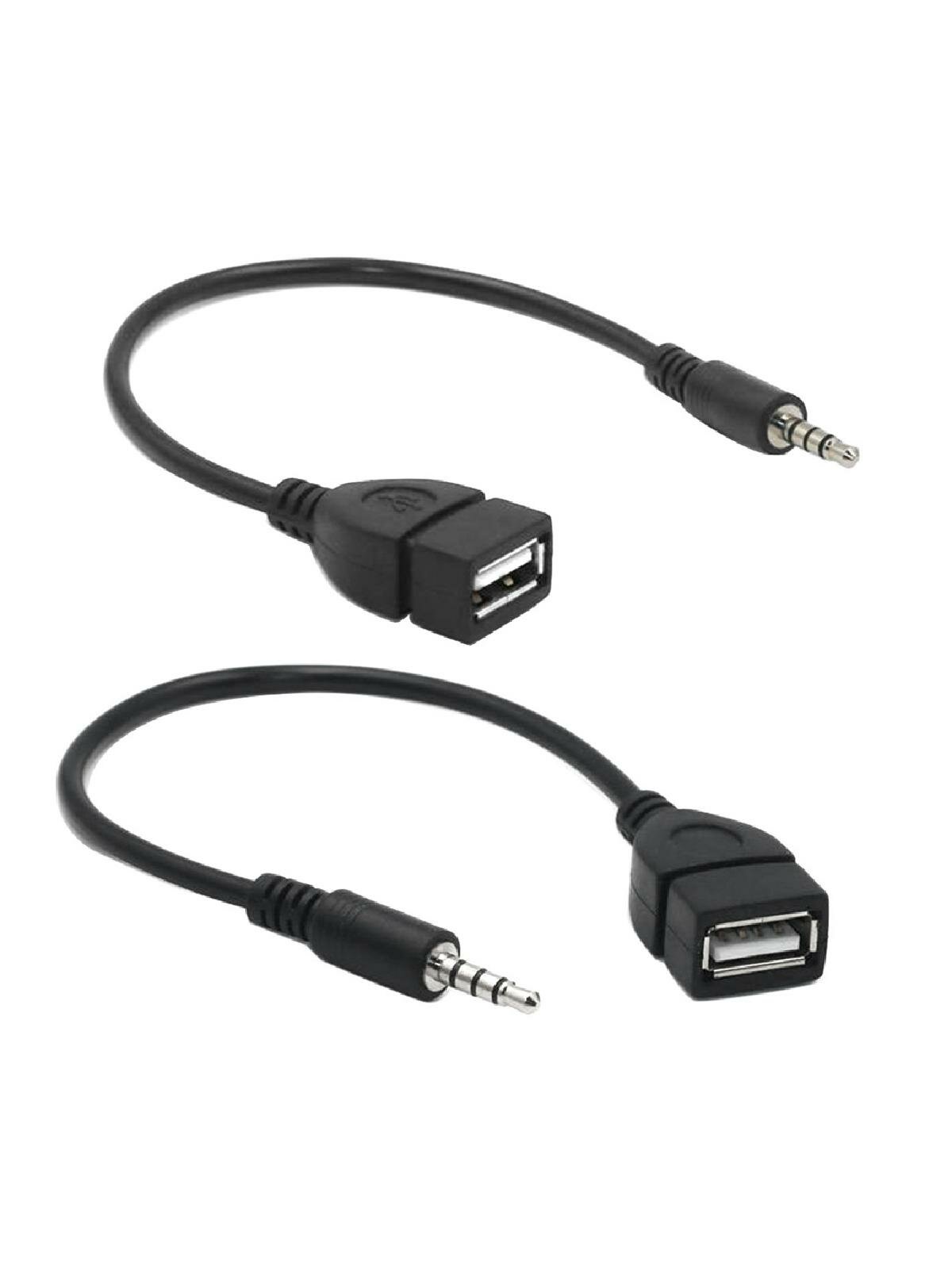 Черный переходник от USB к аудиоразъему 3,5 мм для динамика/наушников