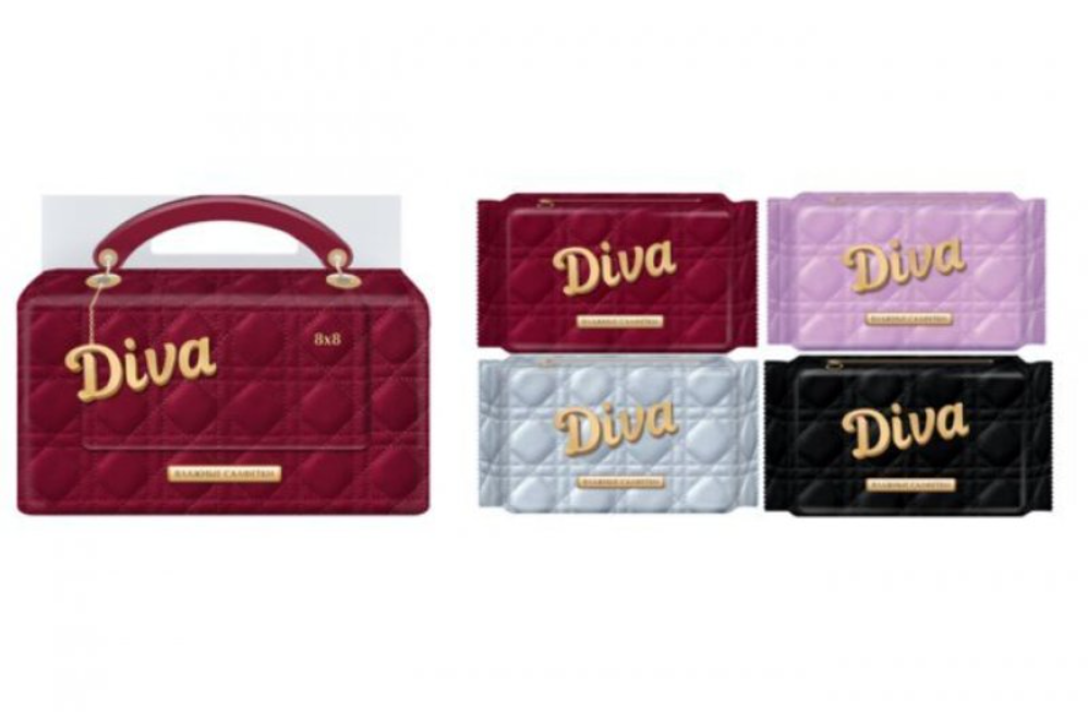 Влажные салфетки "Diva" , универсальные, очищаюшие, 8 упаковок