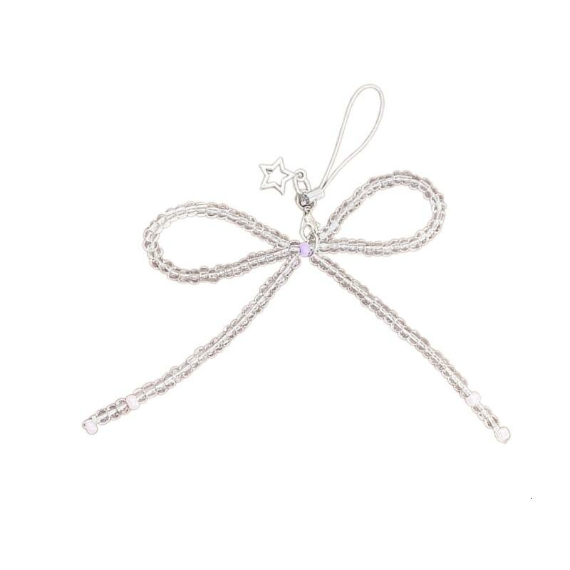 Элегантный брелок в виде сердца, Бантик из прозрачного бисера