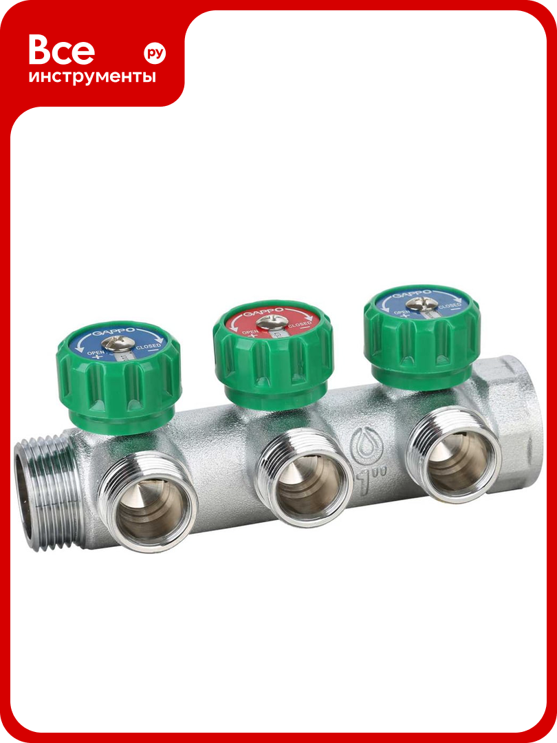 Коллектор регулирующий Gappo евроконус ВР-НР 1x3/4x3 выхода G1002.03