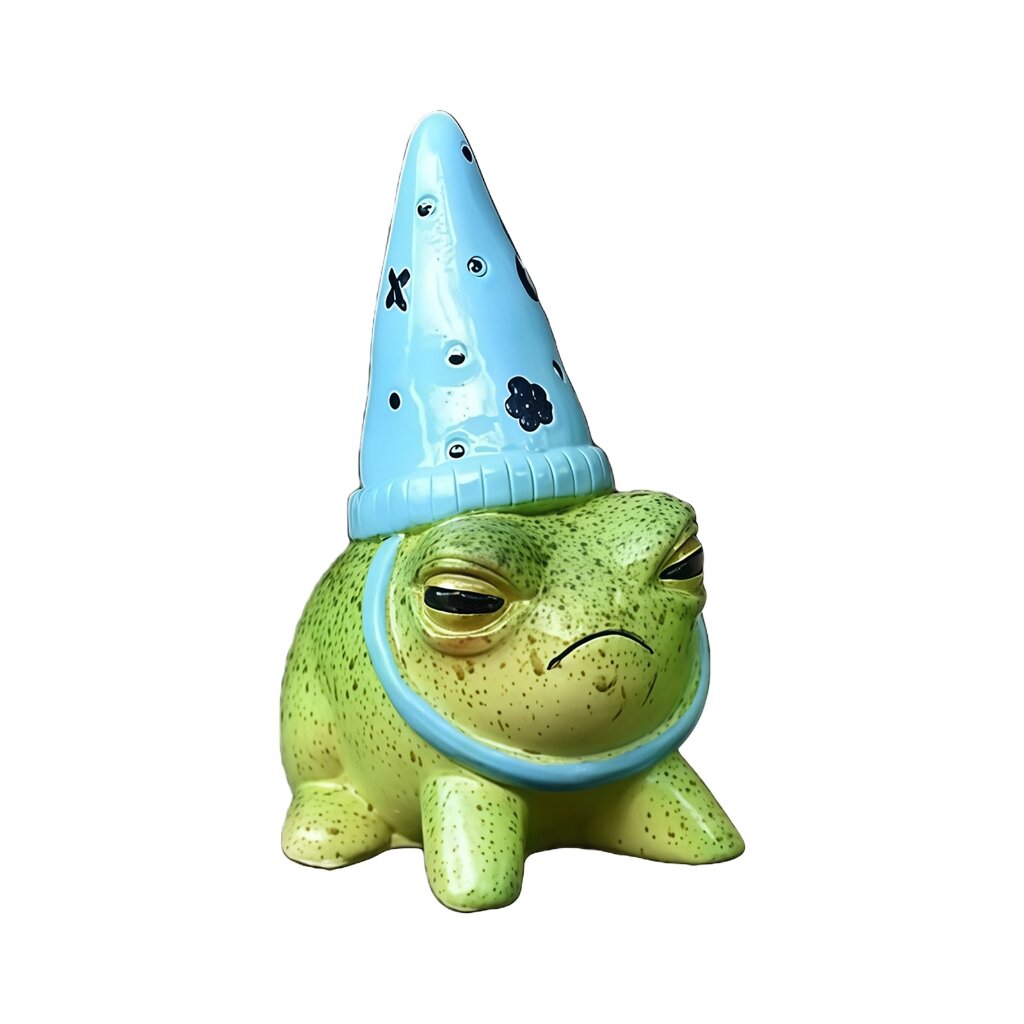 Милая маленькая статуэтка лягушки в праздничной шляпе-Blue hat Frog