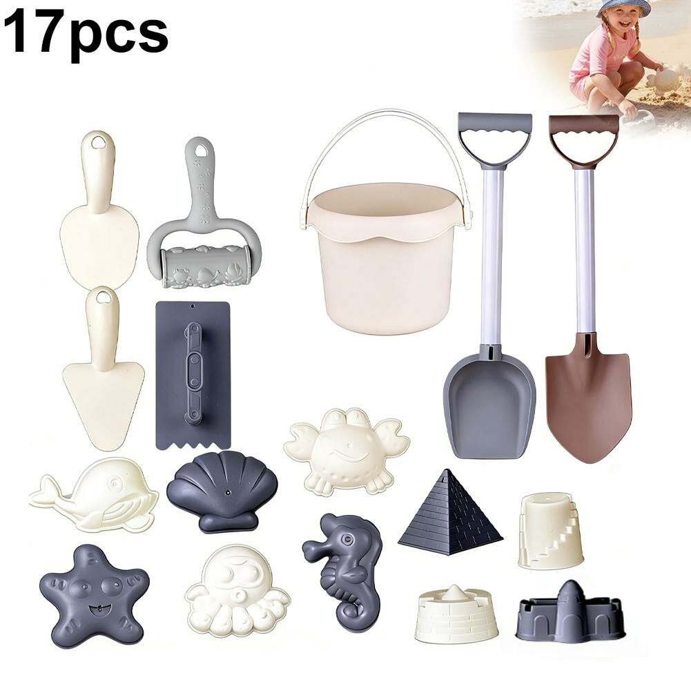 Набор песочных игрушек для детей 17/18/19 предметов цвета Моранди, для игр-драматизации, пляжа и улицы