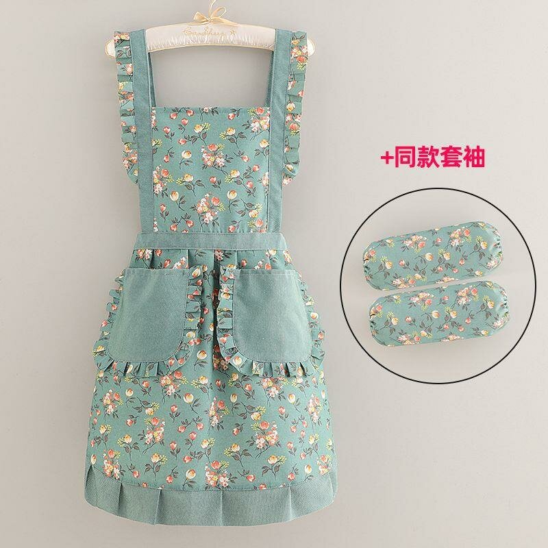 Женский фартук с рукавами, кухонный холст, прочная домашняя одежда, дышащий двухкомпонентный набор для взрослых