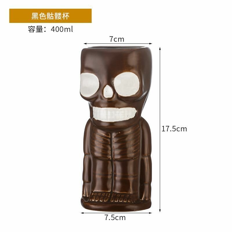 Новый винтажный гавайский керамический коктейльный стакан в стиле Хэллоуин с изображением лица призрака и черепа зомби.
