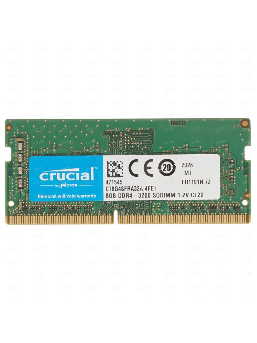 T-Series CT8G4SFRA32A CT8G4SFRA32A 8 ГБ SO-DIMM DDR4, 3200
