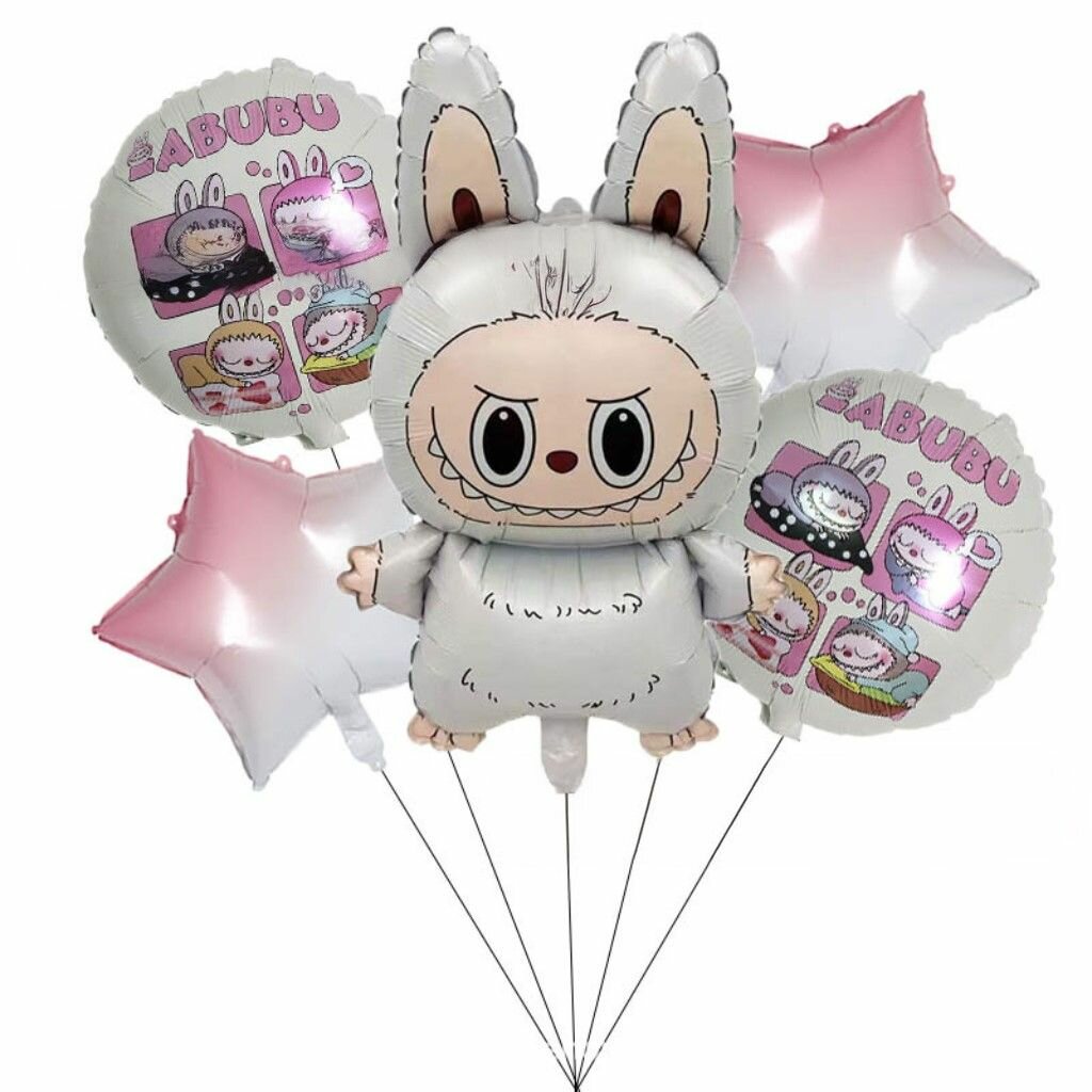 Лабубу - набор воздушных шариков 5 шт+палочки