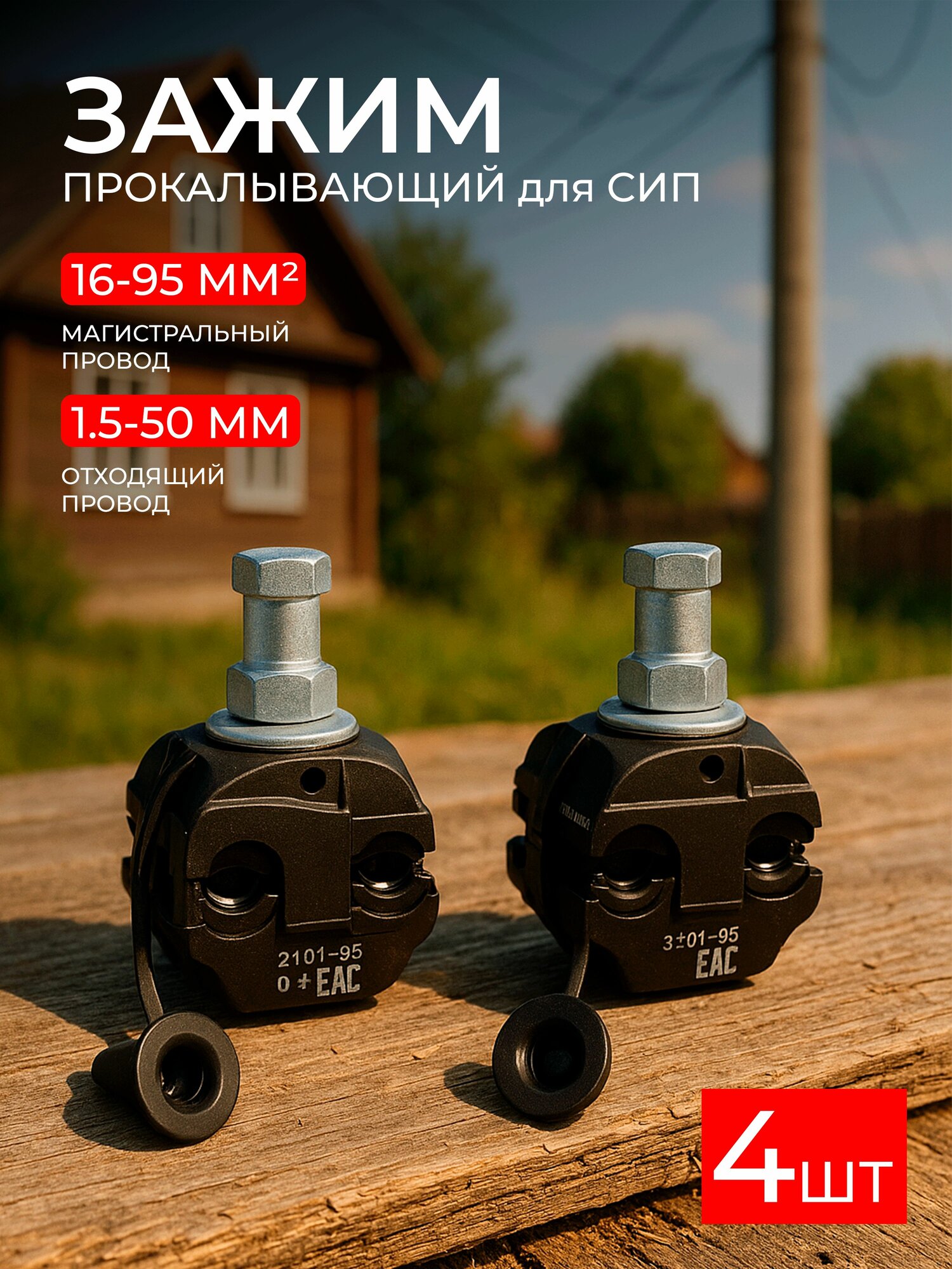 Прокол для сип 16-95/1,5-10 (4шт) зажим ответвительный прокалывающий абонентский