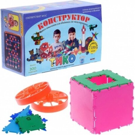 Конструктор тико "Геометрия" 155 деталей цветная коробка 2688
