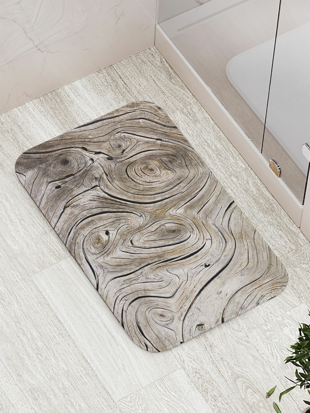 Коврик для ванной комнаты, туалета "Деревянный узор" противоскользящий, 52х77 см, JoyArty
