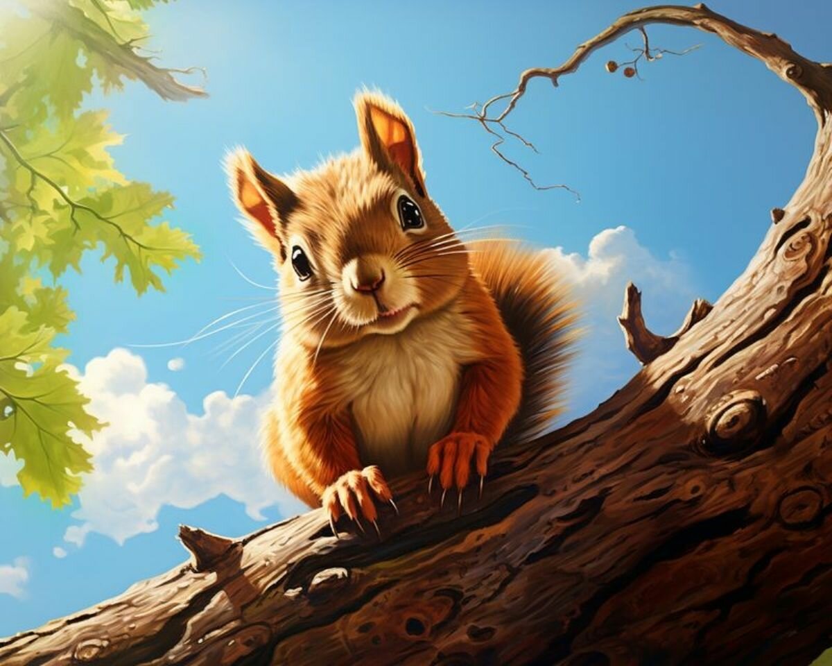 Картина по номерам на подрамнике 40*50 см "Белка на дереве"