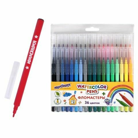 Фломастеры юнландия 36 цветов "классные!", вентилируемый колпачок, 152631