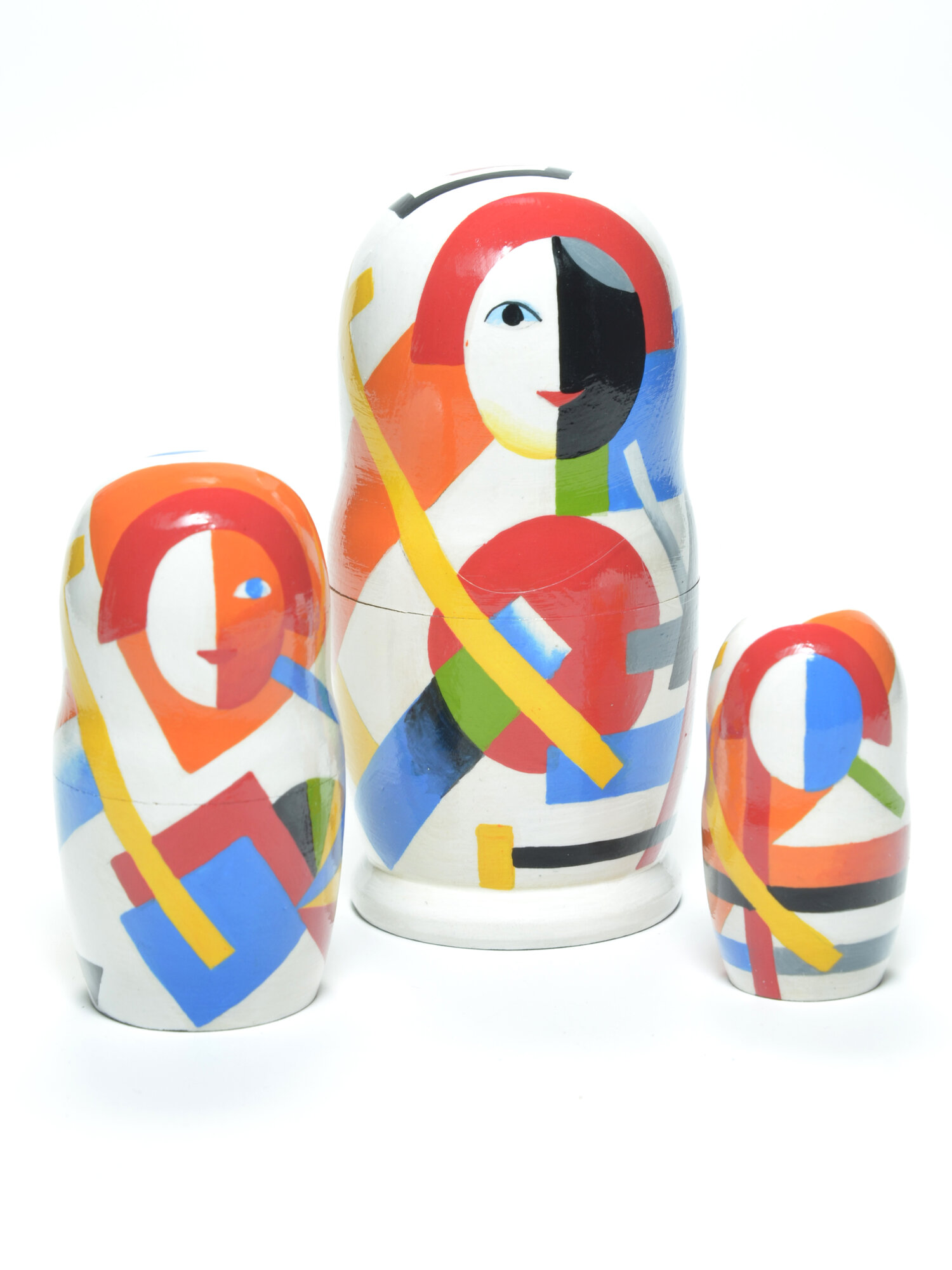 Казимир Малевич "Супрематизм". Матрешка (3) с художественной росписью. 10 см.