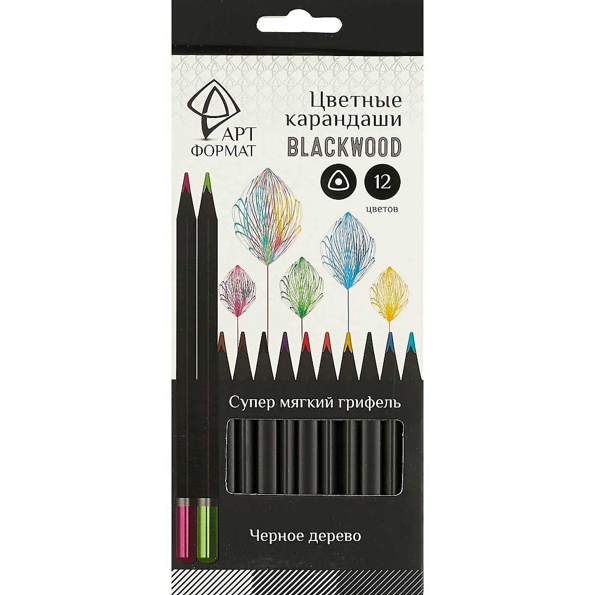 Карандаши цветные Арт Формат, Blackwood, 12 цветов