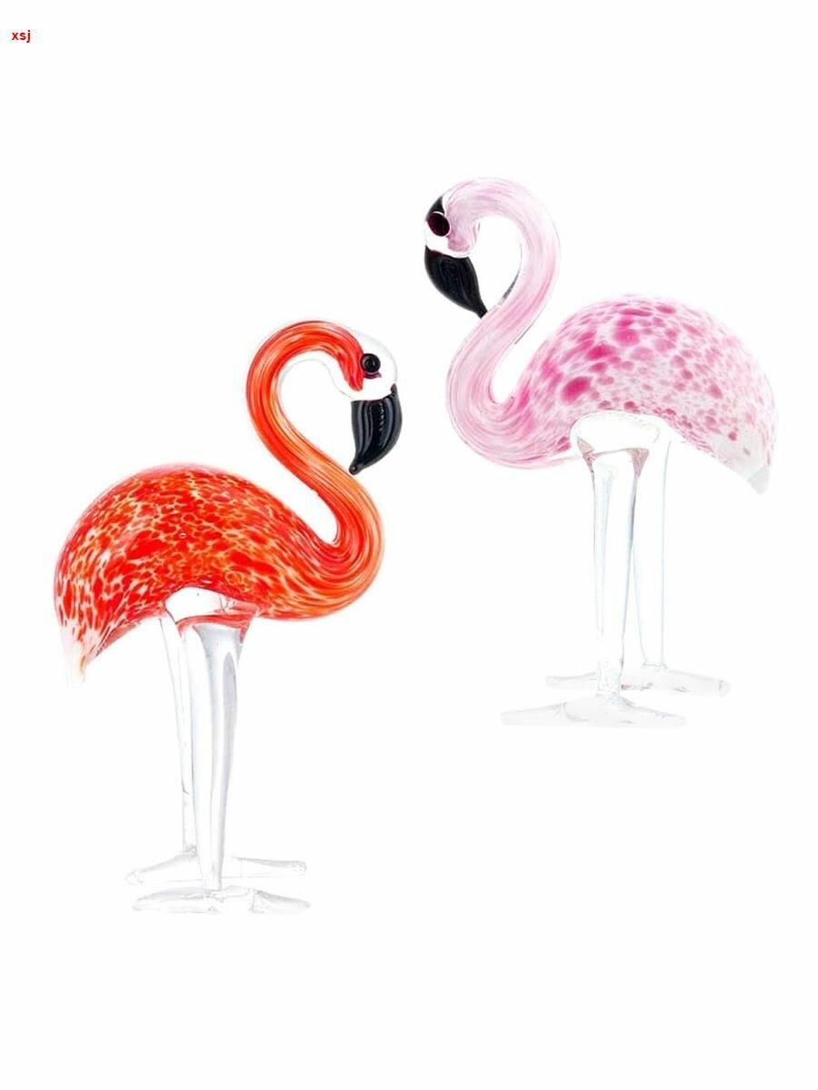 2 Штуки Фигурки Фламинго, Из Цветного Стекла, Для Домашнего Декора