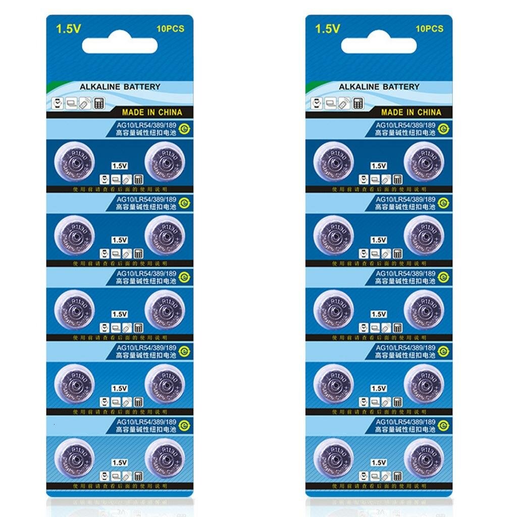 Батарейки AG10/LR54, 1,5 В, 20 капсул