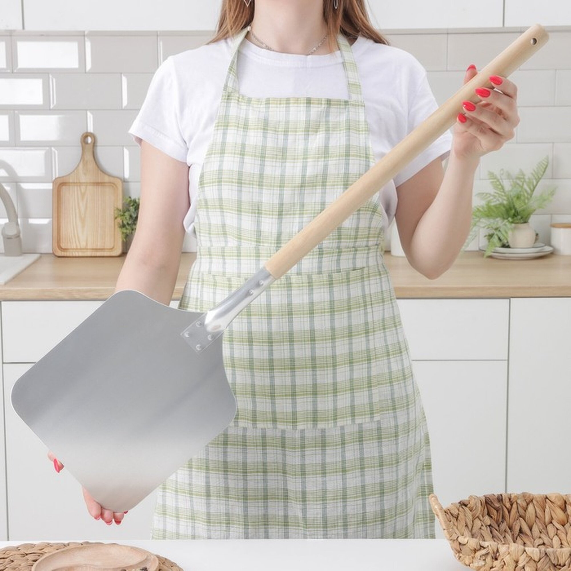 Лопата для пиццы из нержавеющей стали «Общепит», 83×23×2 см, полотно 23×26 см, толщина 1,5 мм