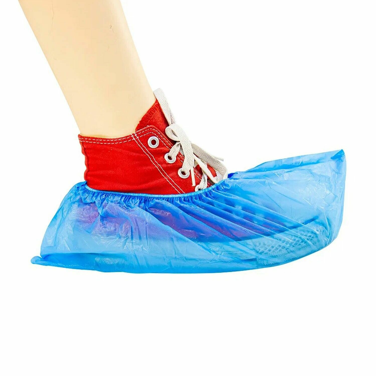 Бахилы прочные текстурированные, комплект 100 штук (50 пар), 40х15 см, 50 мкм, 5 г, ПВД