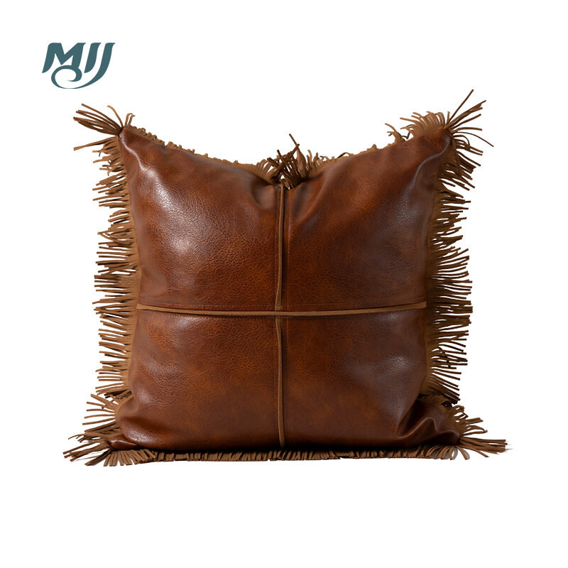 Подушка для дивана, высококачественная, в стиле нордического ретро, из искусственной кожи, для гостиной, подушка для окна, легкая роскошь, офисная подушка для поясничной поддержки