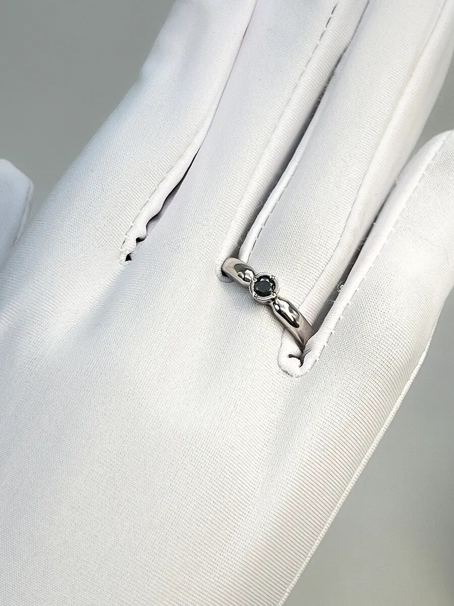 Кольцо, белое золото, 375 проба, родирование, бриллиант