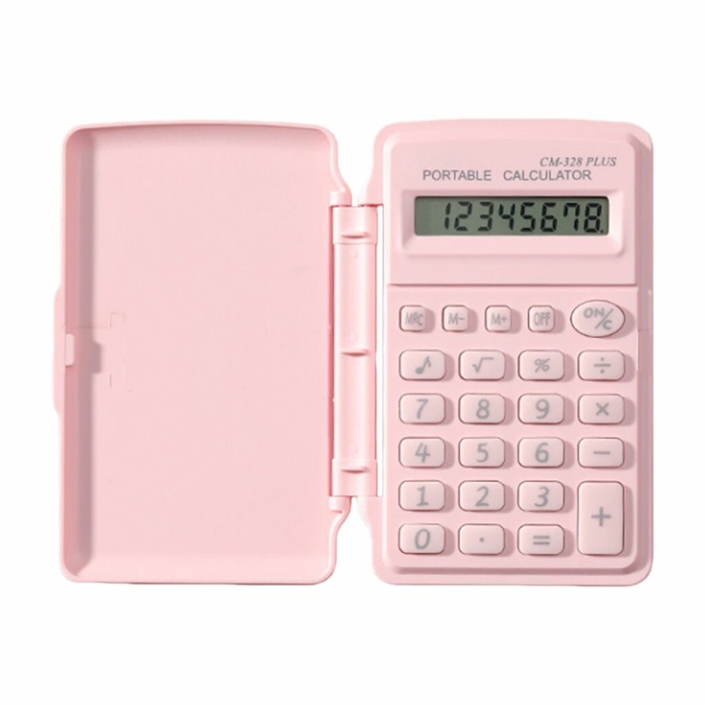 8-значный мини-калькулятор flip palm calculator-розовый