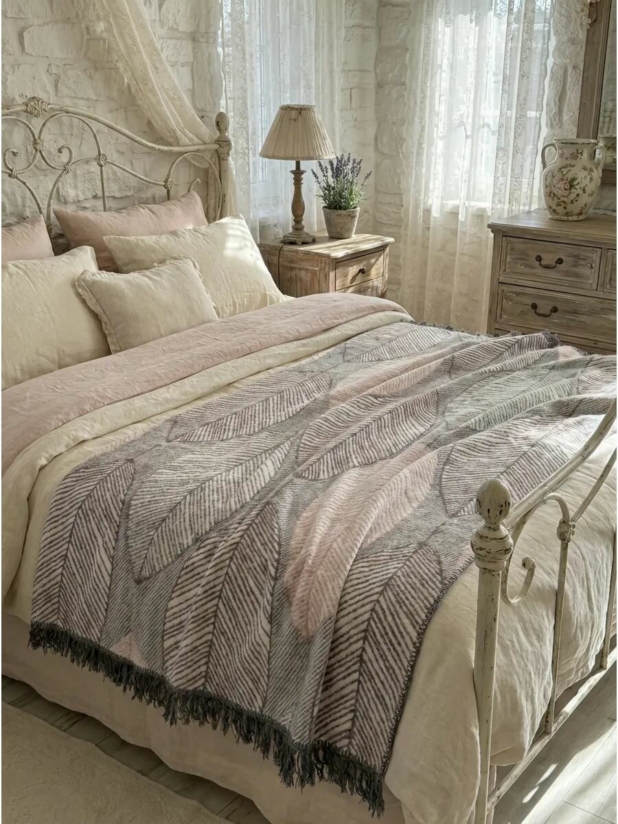 Плед Natali's Carpets на кровать 150х200 с хлопком мягкий теплый двусторонний