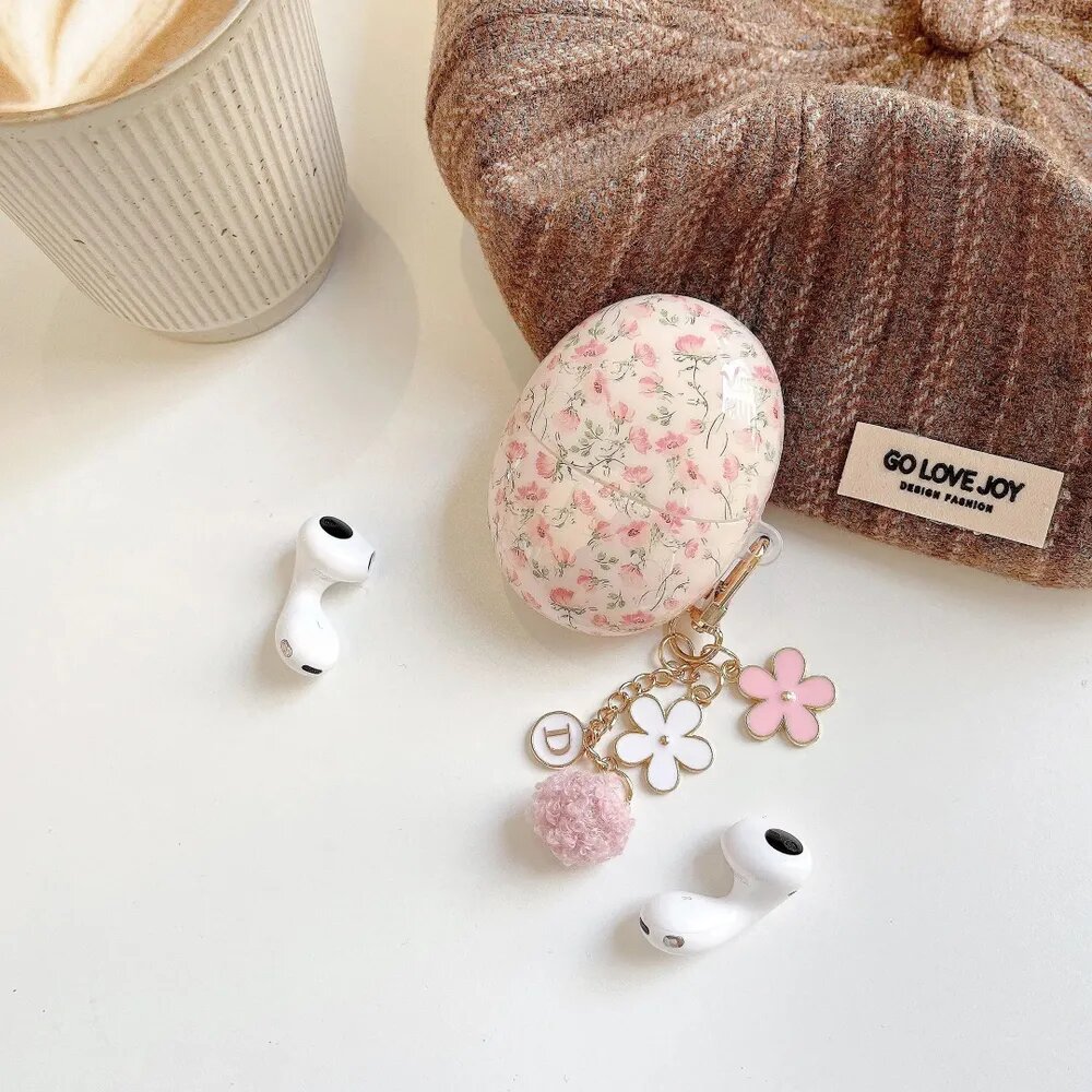Чехол для Huawei FreeBuds 6 (наушников), Чехол для хуавеи фрибадс 6, дополненный аксессуаром с цветами