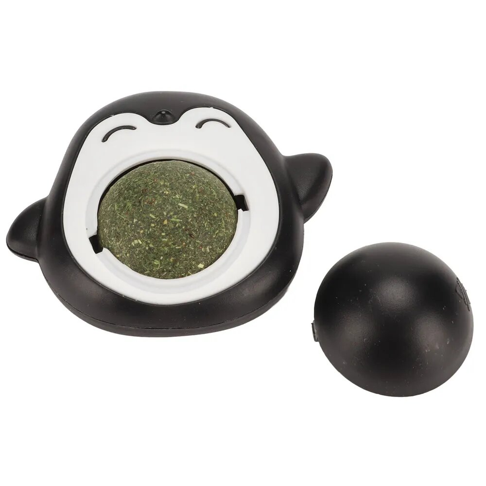 Котовый мячик с котовиком, вращающийся, черный, для чистки зубов