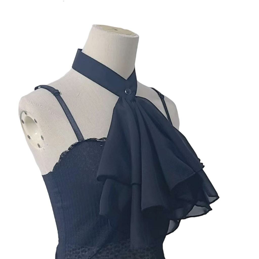 Викторианский съемный шифоновый воротник, Черный