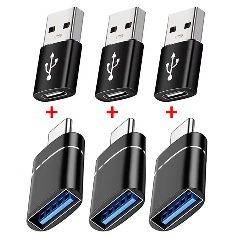 3 шт. USB Type-C - USB 3.0 адаптер OTG, черный
